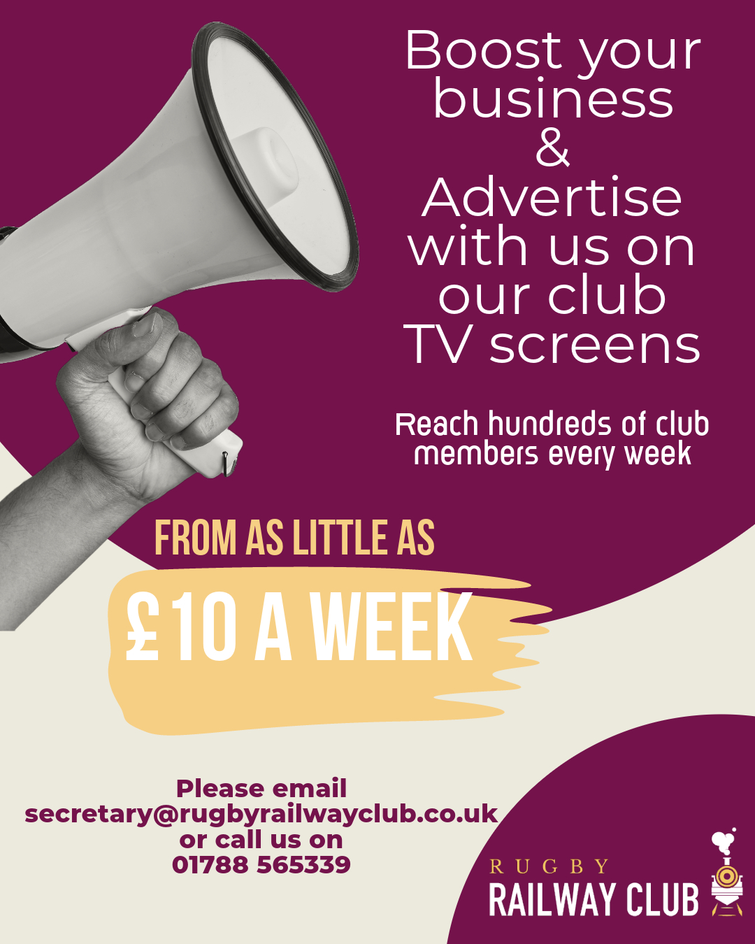 Advertise with us - Rugby Railway Club